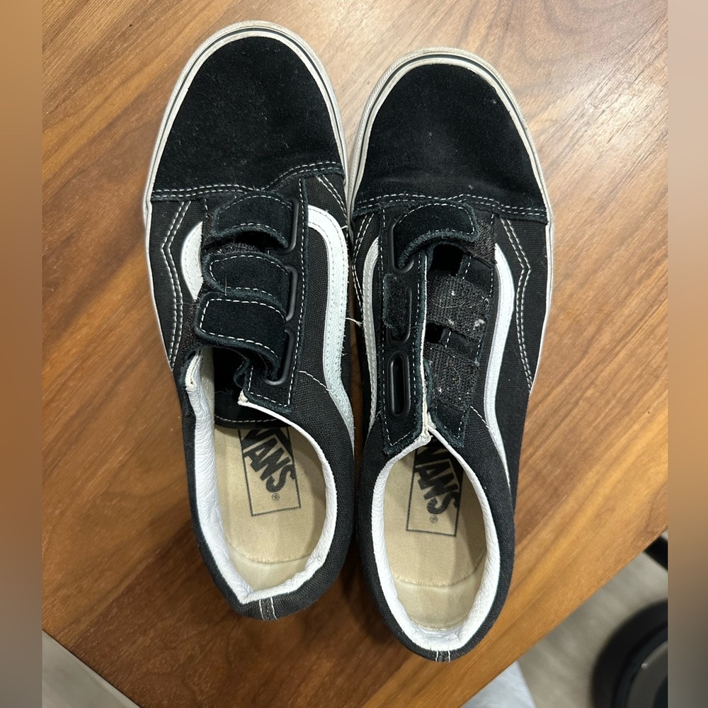 Velcro Classic Black-And-White Vans. - Gem